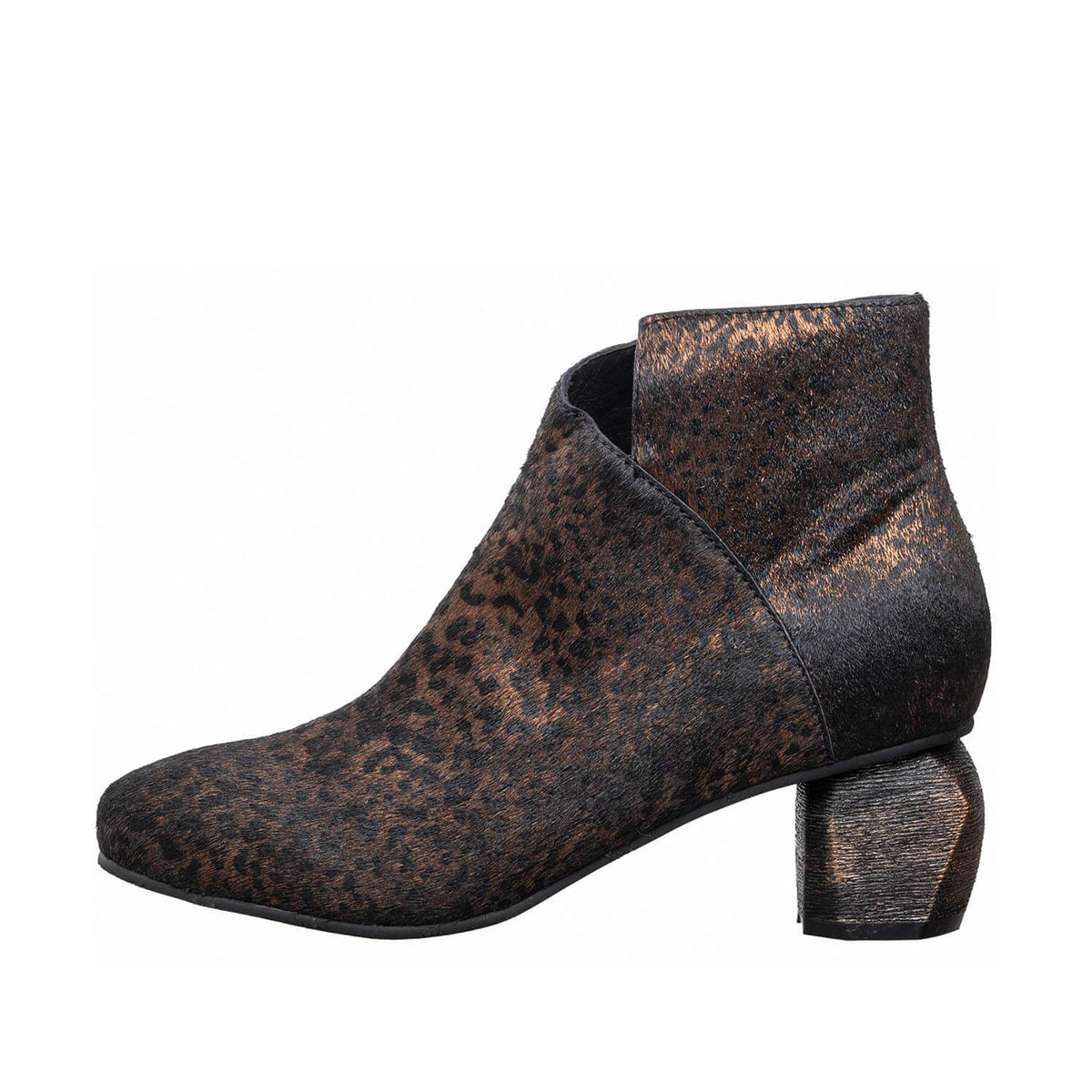 Textured Ankle Booties Curved Block Heel | Antelope Shoes