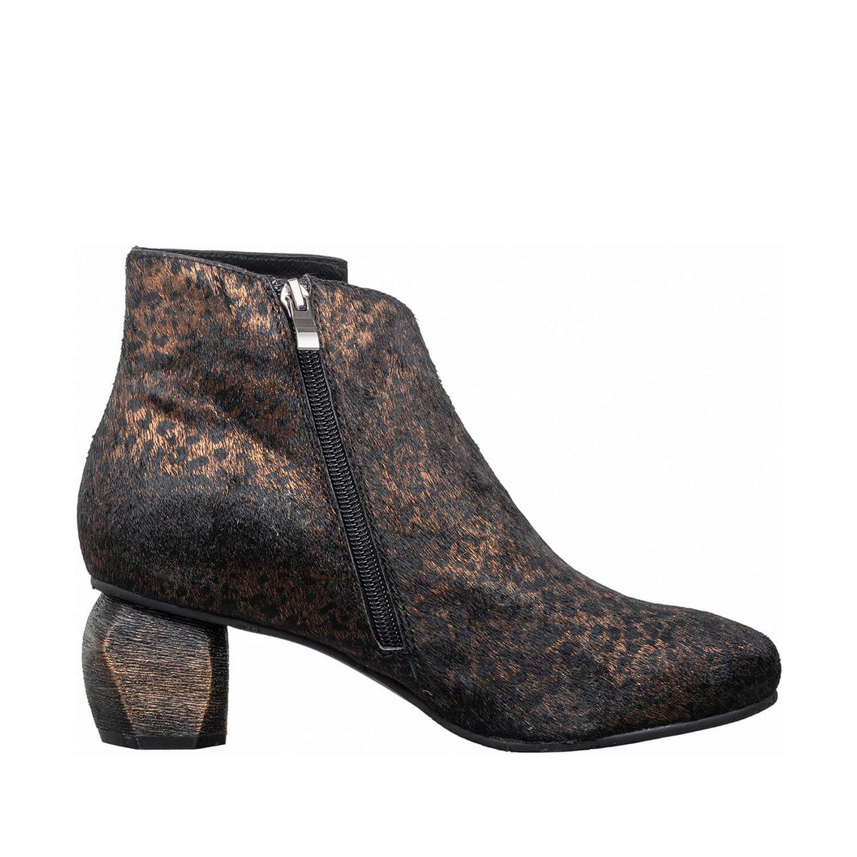 Textured Ankle Booties Curved Block Heel | Antelope Shoes