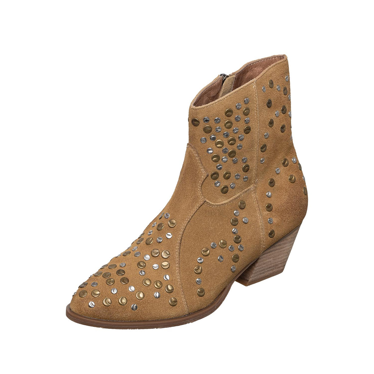 Fashion Women's Studded Suede Western Ankle Boots - Antelope Shoes