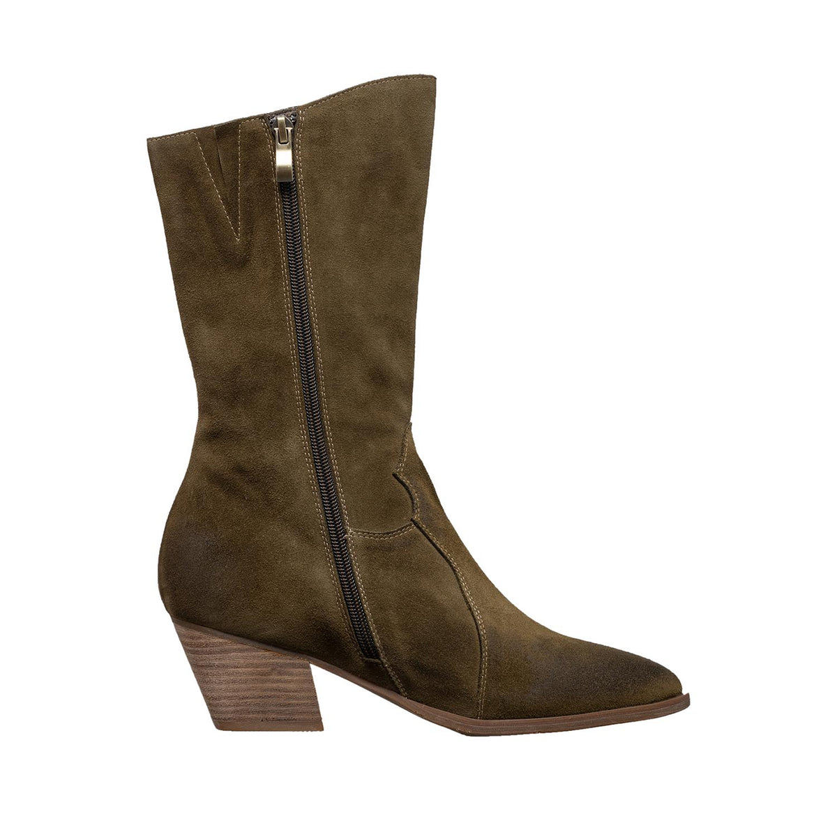 Designer Chic Cowboy High Chunky Heel Boots - Antelope Shoes